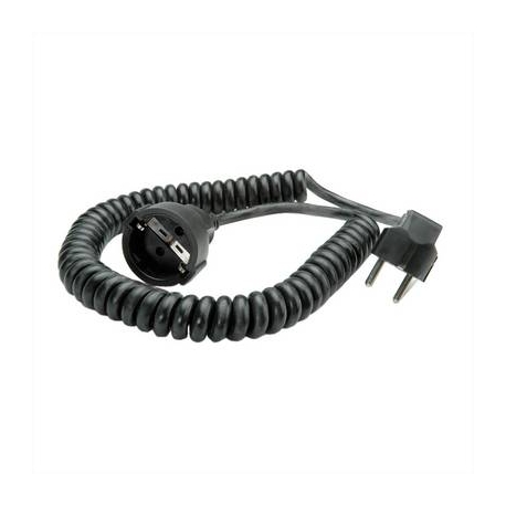 Spiral extension cable with earthing contact plug